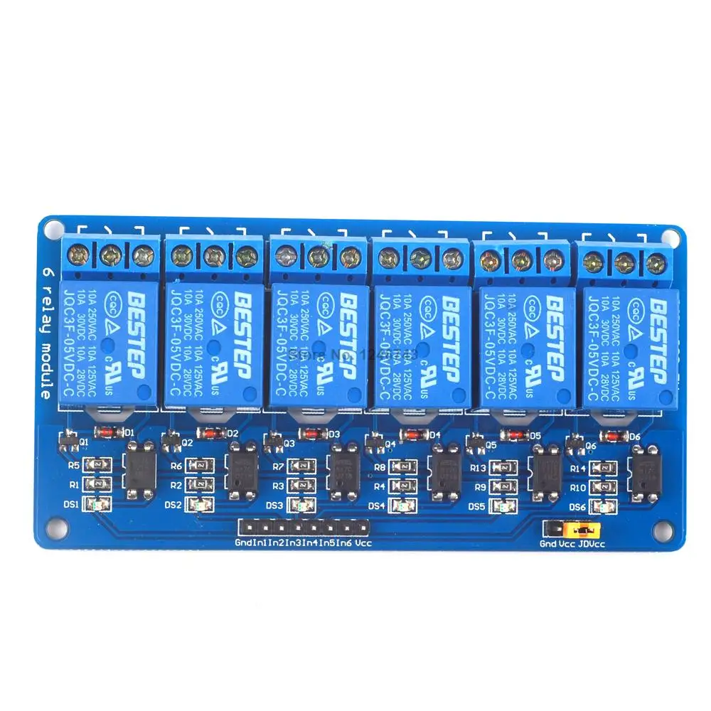 1-Pcs-Kualitas-Tinggi-5-V-Relay-Module-6-Channel-Relay-Output-6-Cara ...