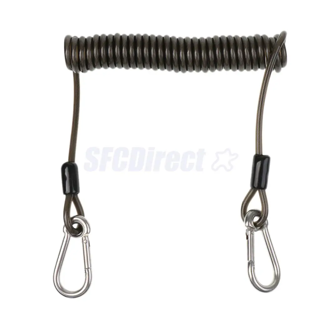 1.6m Stainless Steel Wire Core Coiled Fishing Lanyard Retractable Pier ...
