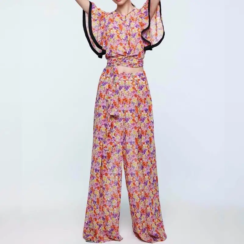 Alto chica verano ropa suelta conjuntos 2019 nueva moda Floral Blusa de ...