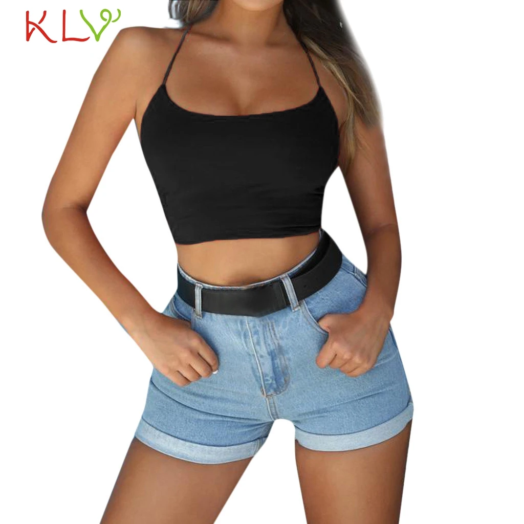 Tank Top Women Bandage Halter Sexy Short Camis Summer Harajuku T Shirt