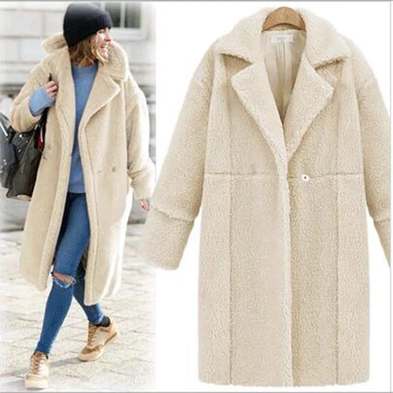2016 Women Casual Slim Long Cashmere Overcoats Tops Woolen Coat Female
