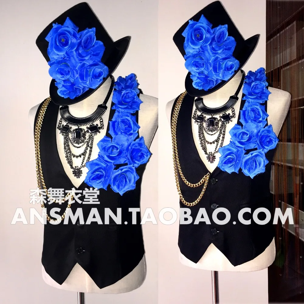 Stage Singer Vest !Men's singer DJ nightclub guest right Zhilong GD ...