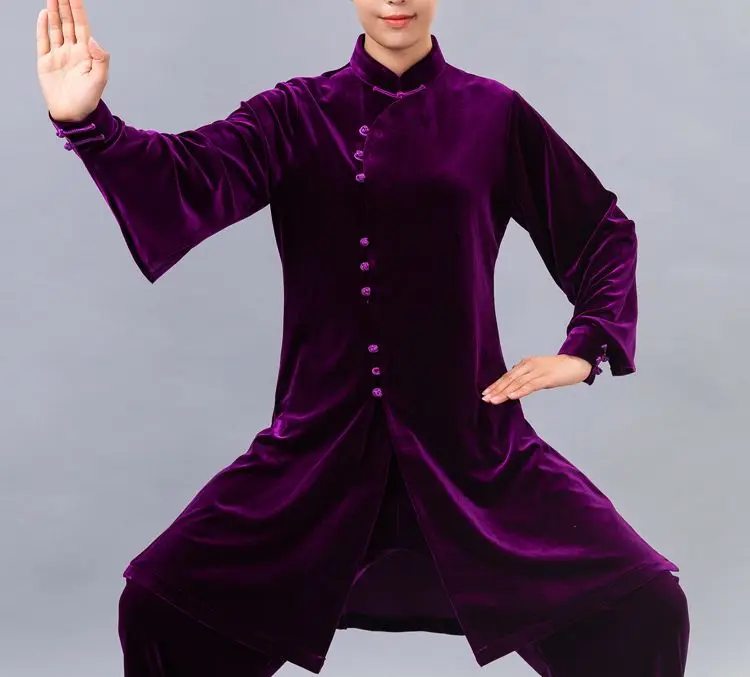 Unisex 7 Warna Pleuche Tai Chi Pakaian Set Taiji Pertunjukan Cocok ...