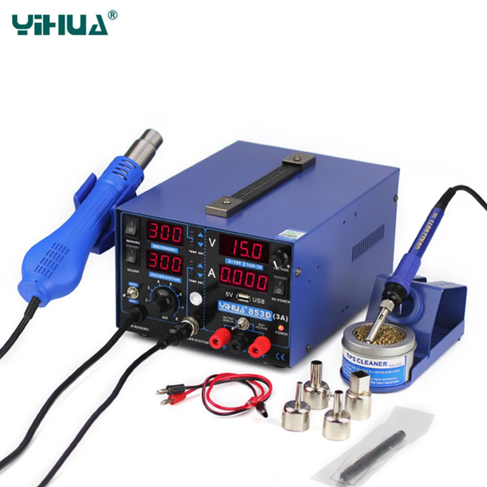 Yihua 853D 3A Usb Soldeerstation Heteluchtpistool 3 In 1 Smd Dc Voeding ...