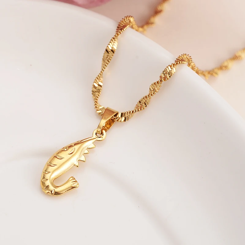 Африка 24 К золото милые креветки ожерелье серьги трендовые wo для ...