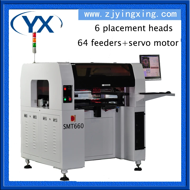 自動 PCB 機、 6 取付ヘッド Led 実装機/Pcb アセンブリ機 64 フィーダ + サーボモータ + 高画素カメラ|machine ...