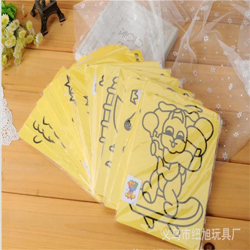 10pcs/lot New baby toys cartoon colored children Sand Painting drawing ...