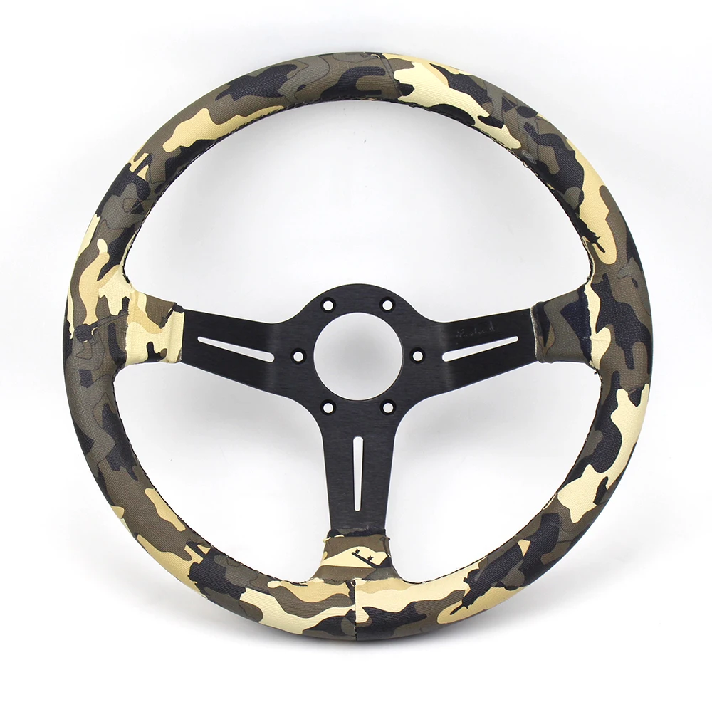 NEW 14inch 350mm Black Deep Dish PVC leather ND Drift Racing Steering ...