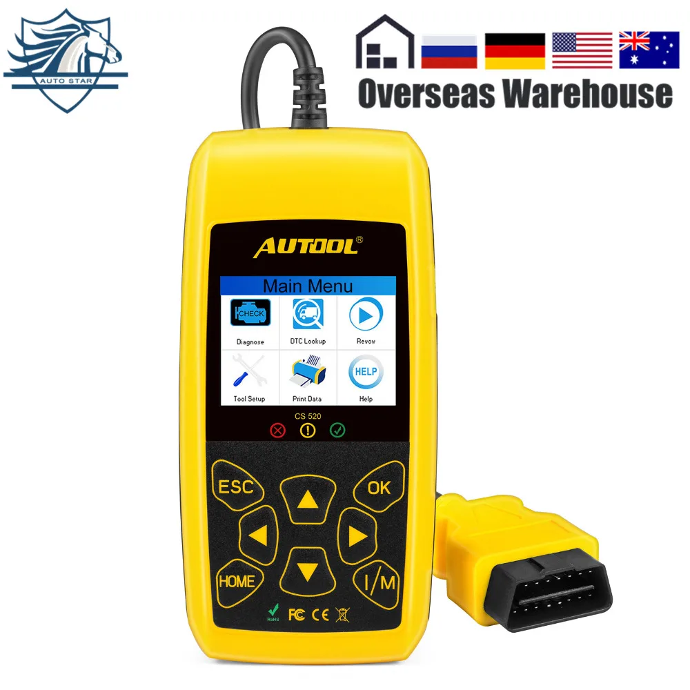 AUTOOL CS520 OBD2 EOBD lector de código CAN BUS datos EN DIRECTO ...