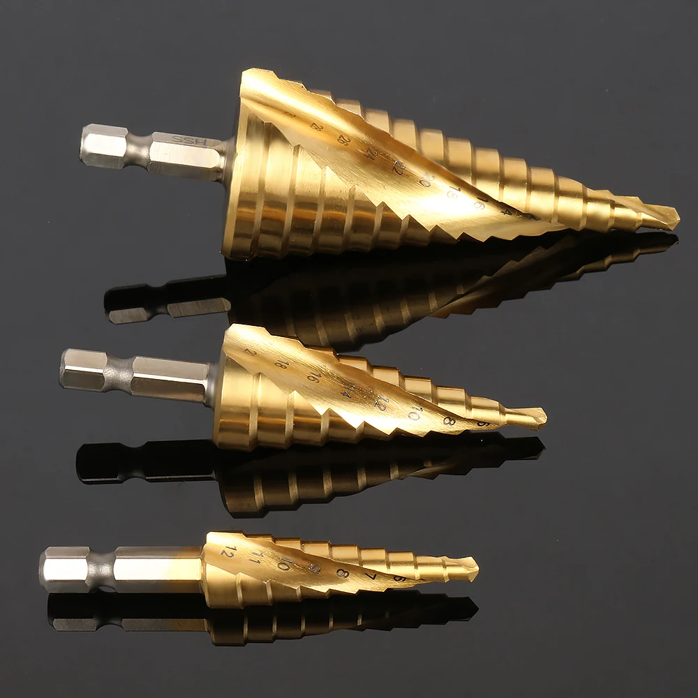 3pcs/set HSS Spiral Grooved High Speed Steel Step Drill Bit Set 4mm to ...