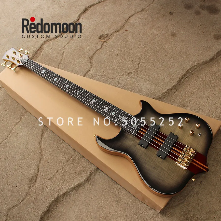 Factory custom 5 strings Mayones bass rosewood fretboard with Neck-thru ...