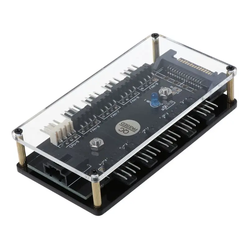 New Chassis Fan Hub 10 Port 12 V SATA to Fan-Header with 4 Pin PWM ...