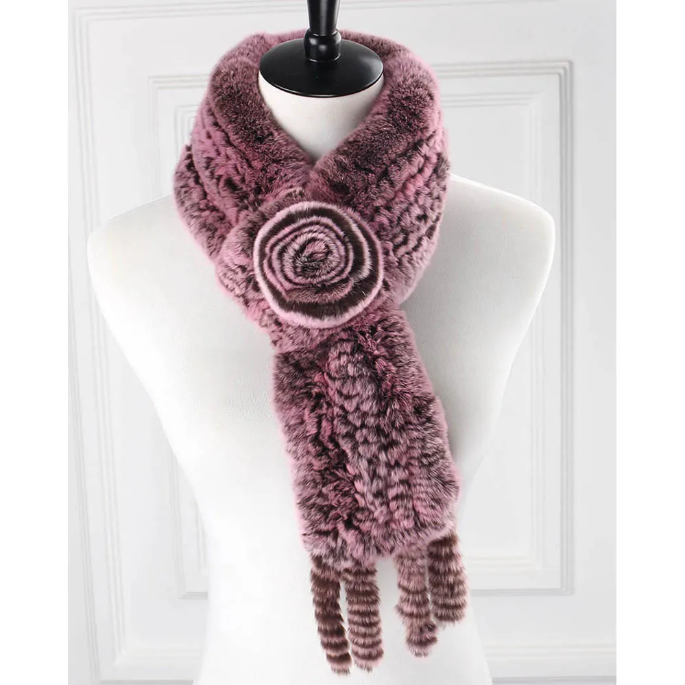 Frete Grátis Knit Rex Rabbit Fur Moda Cachecol De Pele Real cachecol ...