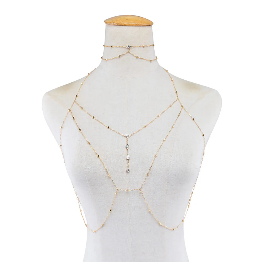 Beurself Rhinestone Body Chain For Women Summer Beach Bikini Jewelry