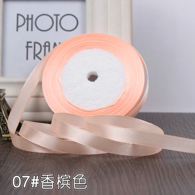 Fashion Champagne Silk Satin Ribbon 10 Mm 25 Yards Wedding Christmas ...