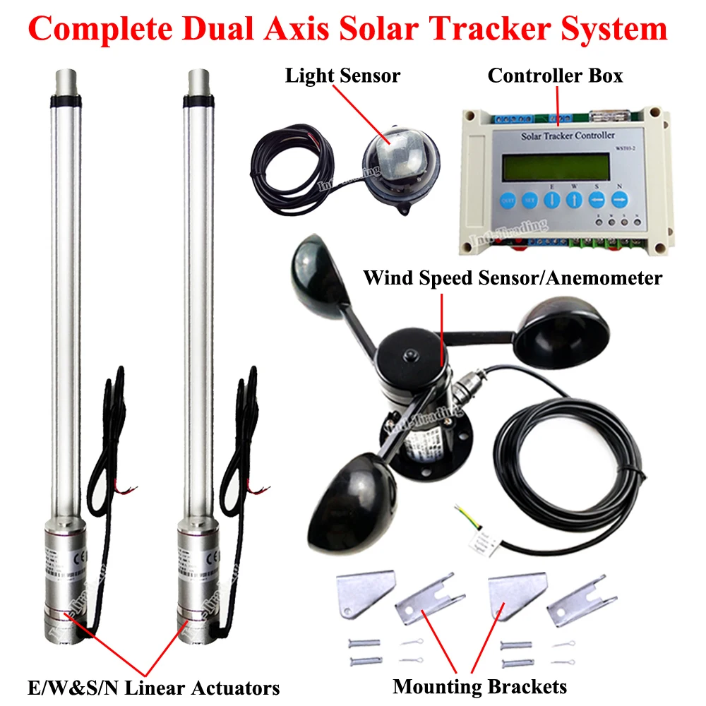 12V Solar Tracking Track Dual Axis Tracker +18" Linear Actuator 1500N ...