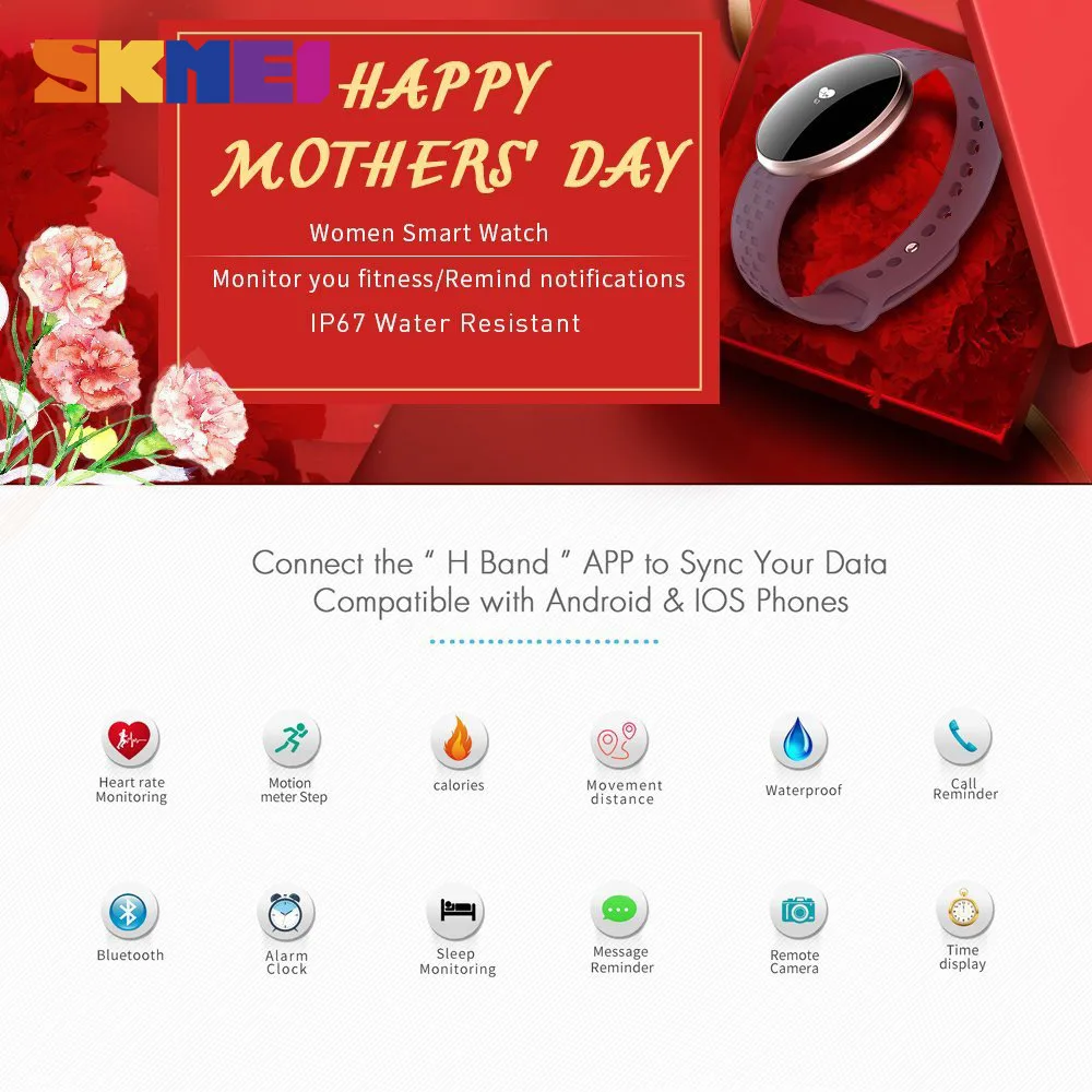 Discount !! SKMEI Women Fashion Smart Watch for IOS Android with ...