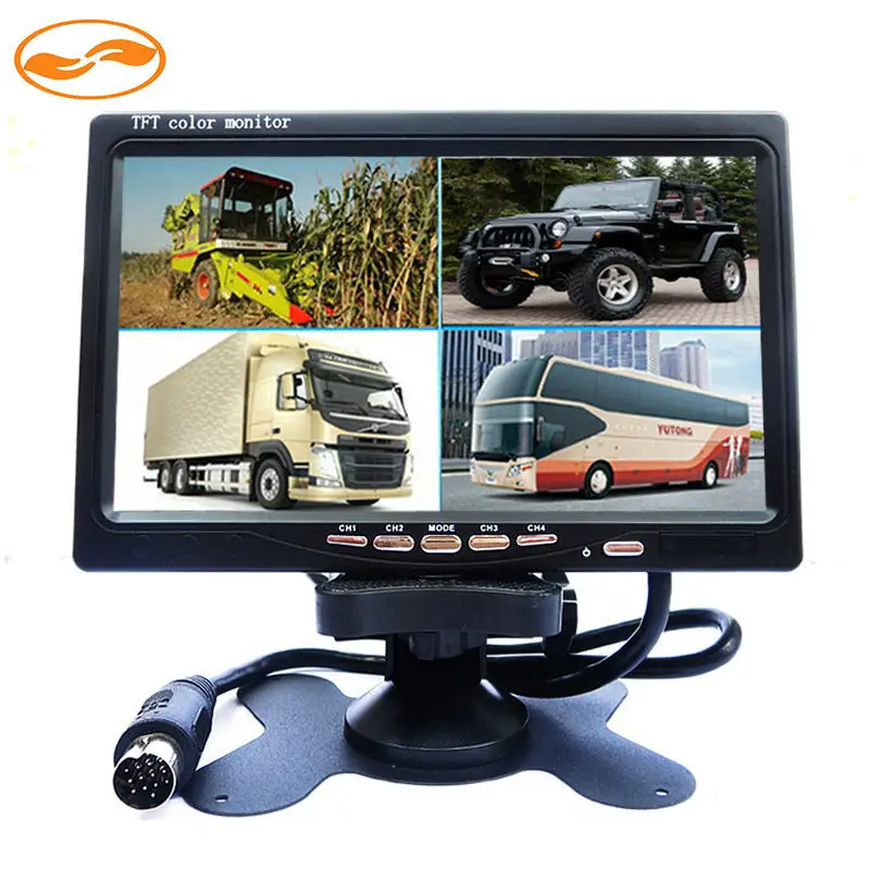 CCTV DC 12V~24V 7" LCD Car Monitor With 4CH Video input Monitors Quad ...