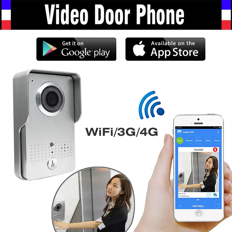 Wireless IP Wifi Video Doorbell Intercom System Video Door Phone Doorbell Support IOS Android ...