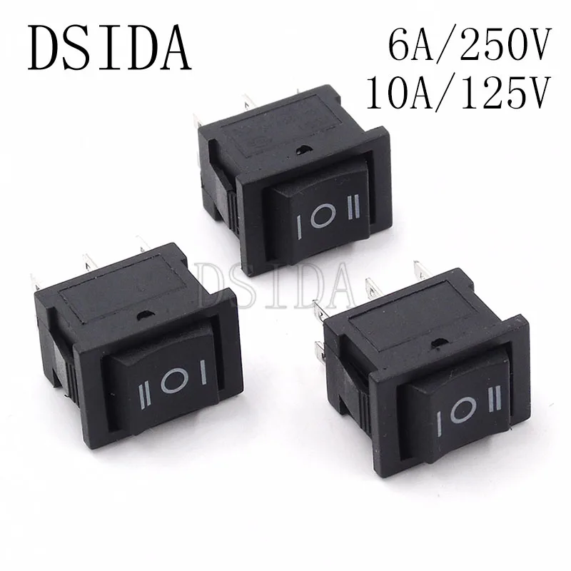 10pcs Kcd1 On-off-on 6pin Ship Type Switch 15*21mm Boat Rocker Switch ...