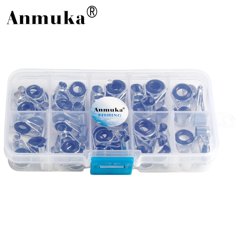 Anmuka 45Pcs/Box Telescopic Fishing Rod Guide Stainless Steel Eye Rings ...