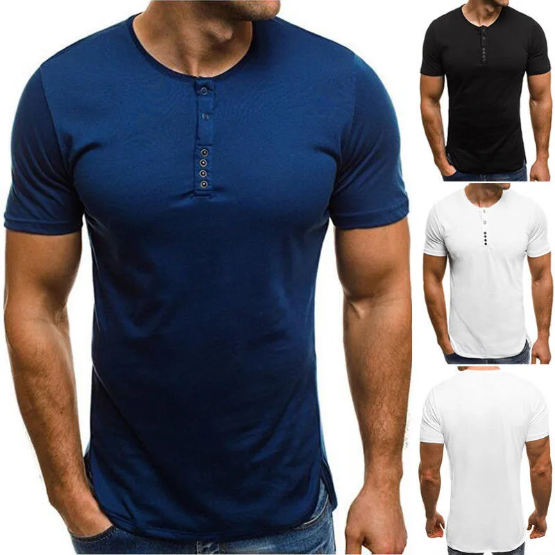 Buy Large Size Summer Men Slim Fit O Neck Short Sleeve
