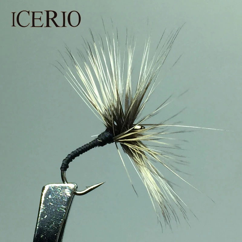 Icerio 10pcs New Light Grey Umbrella Reverse Hackle Tenkara Trout Fly ...