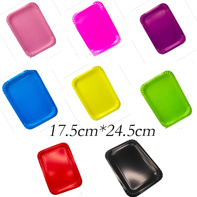 10pcs/pcs plain color themed rectangle paper plates solid color ...