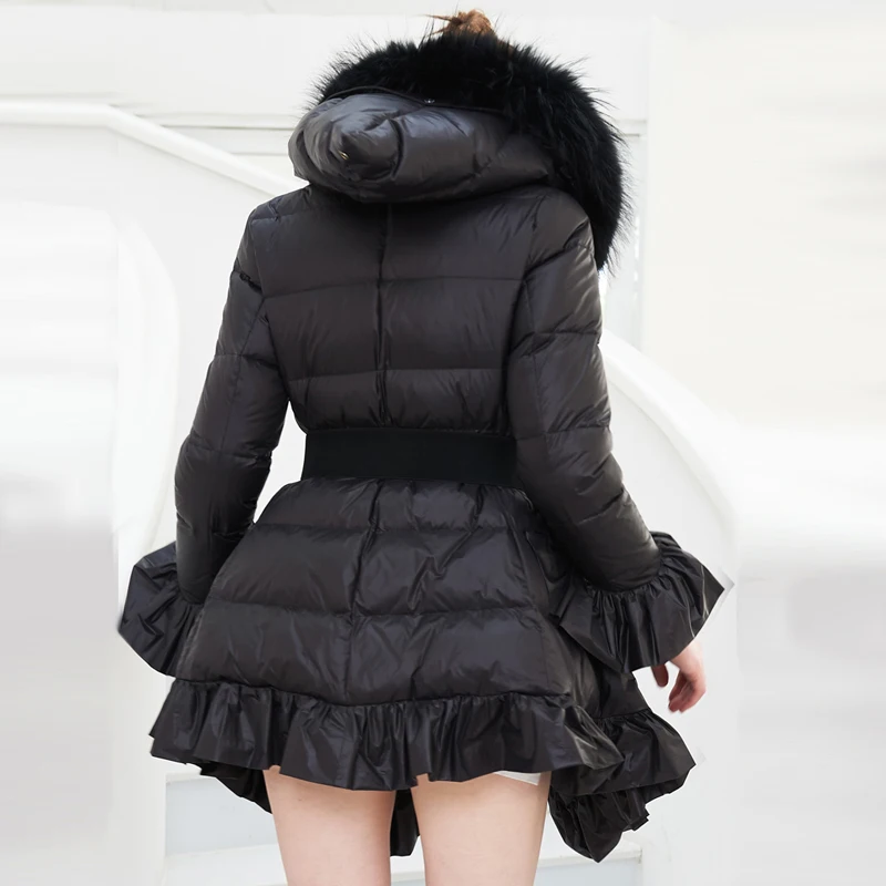 YNZZU, роскошный дизайн, женский пуховик,, зимний, розовый, с оборками ...