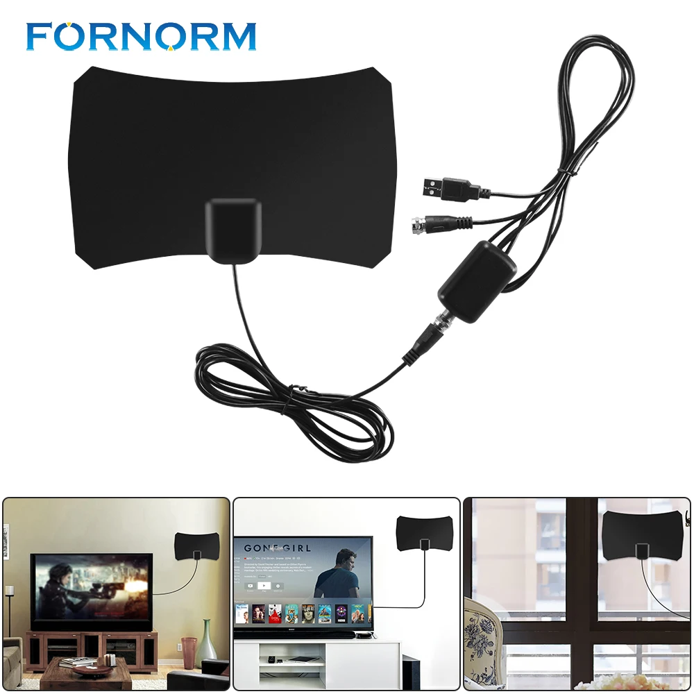 FORNORM 1080P High Gain HD TV Antenna 50 Miles Amplified Digital TV ...