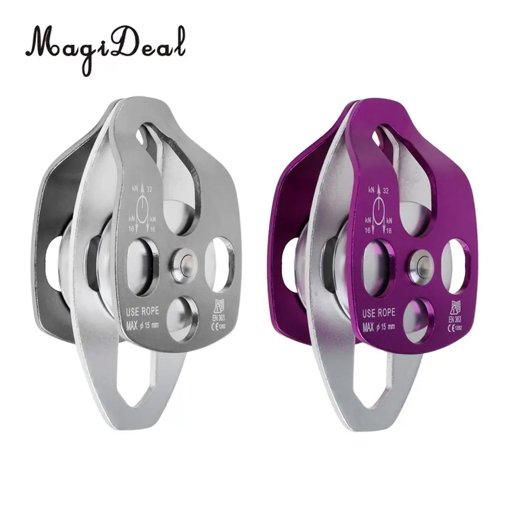 MagiDeal-32KN-Double-Pulley-for-Rescue-Hauling-System-Climbing-Rescue ...