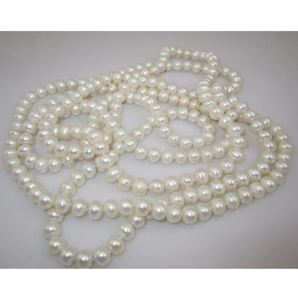 Free Shipping Natural Freshwater Pearl Long Necklace For Women 7 8mm