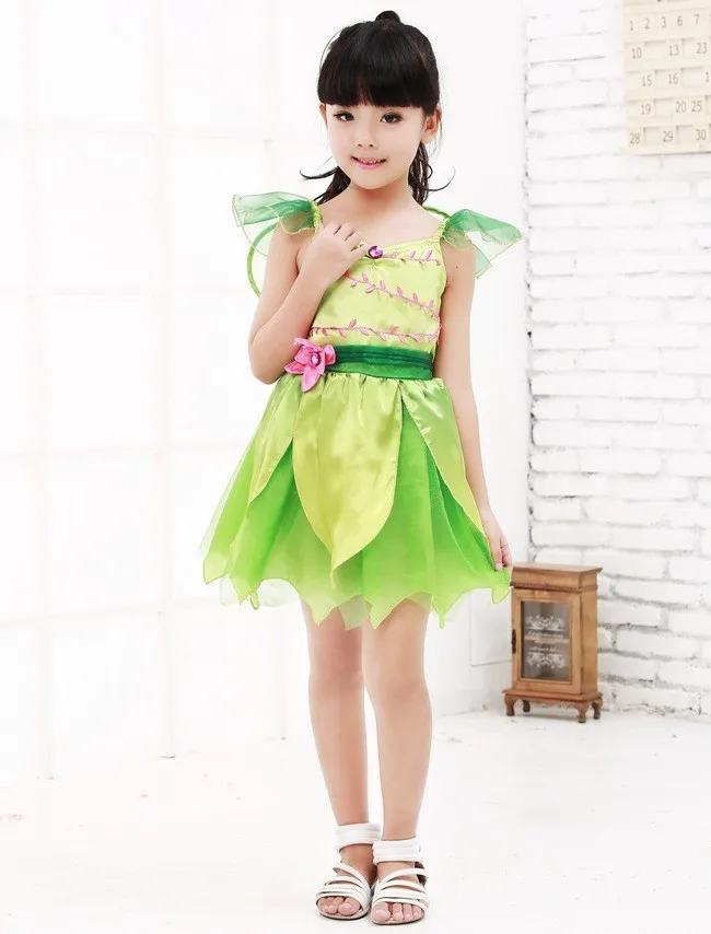 Halloween Girl's Green Fairy Tale Tinkerbell Costume Children Cosplay ...