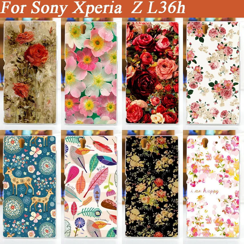Flower Pattern cover case for Sony Xperia Z L36H c6601 c6602 c6603 Cover skin shell Case For ...