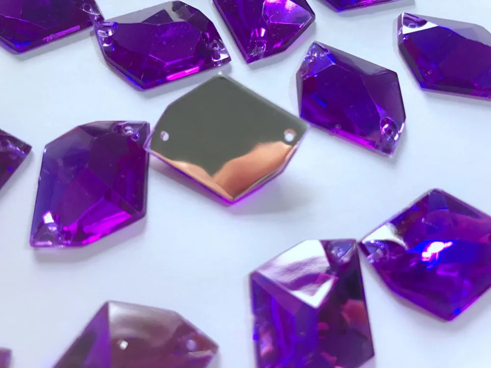 Purple Sew On Big Rhinestone 21*27mm Acryl Crystal Cosmic Shape ...