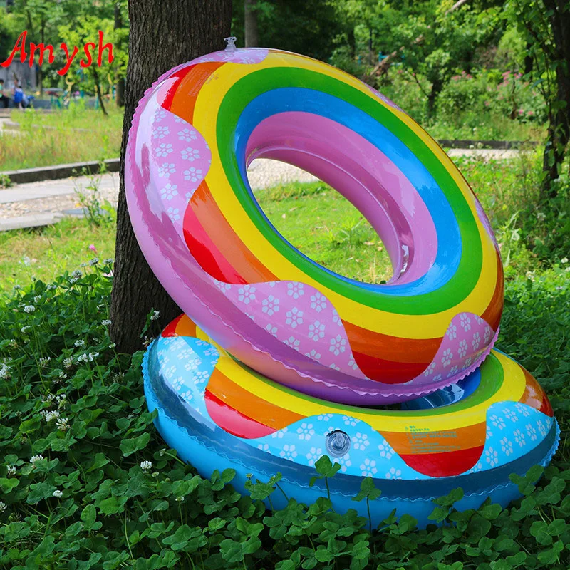 Amysh 60 90cm rainbow Swimming Ring Giant Pool Float Swimming Circle ...