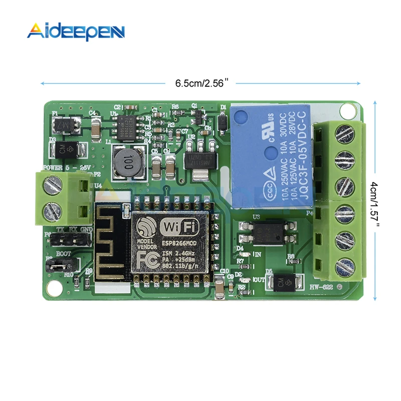 Dc 5V-26V Esp8266 Esp-12F Vezeték Nélküli Wifi Relé Modul 220V 10A ...