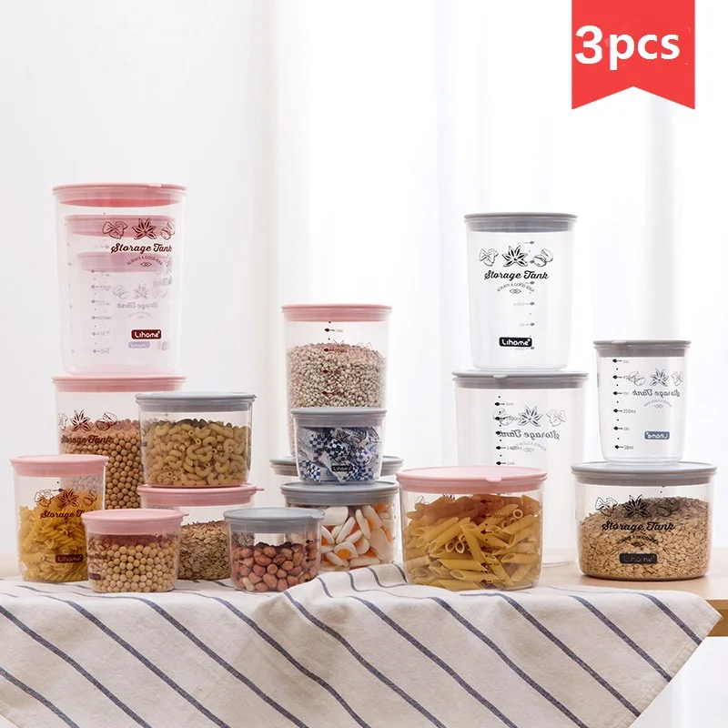 Food sealed cans Whole grains storage cans Plastic kitchen cans ...