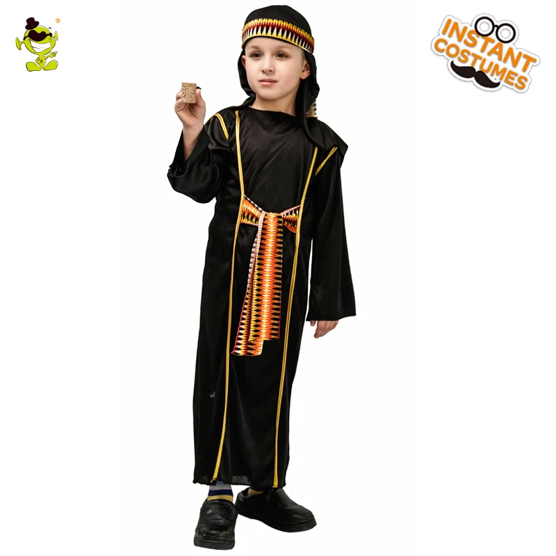 Arab Boy's Costumes Performance Black Arabian Prince Robe Role Play ...