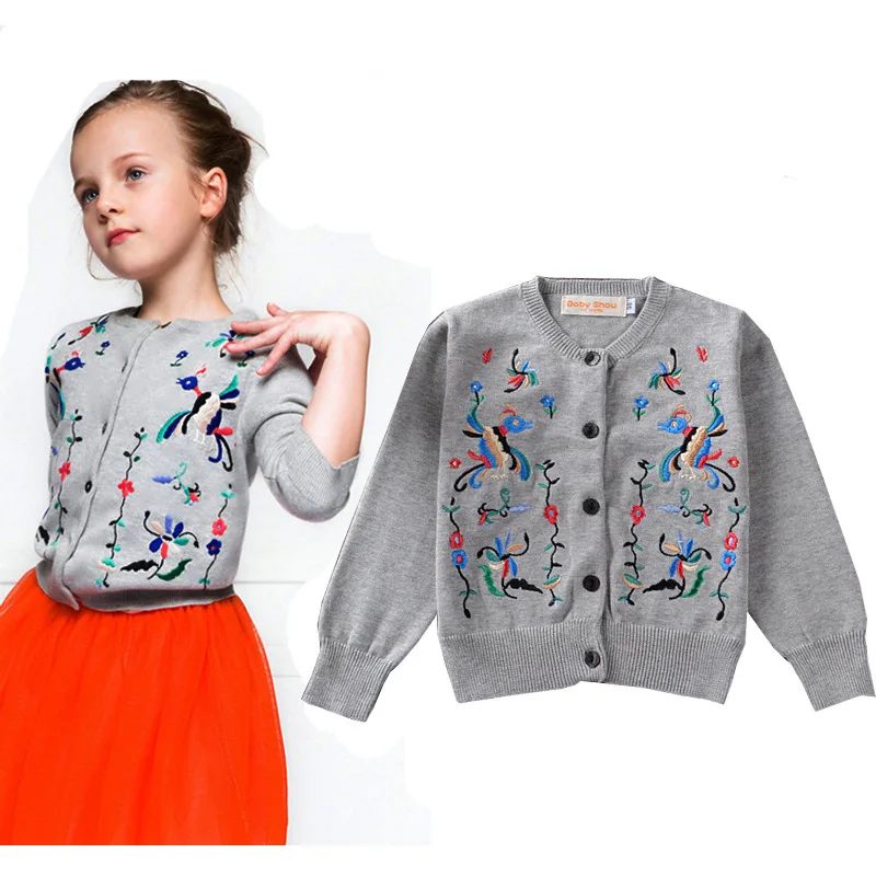 kids girl autumn fashion sweater Small children fall embroidery girls ...