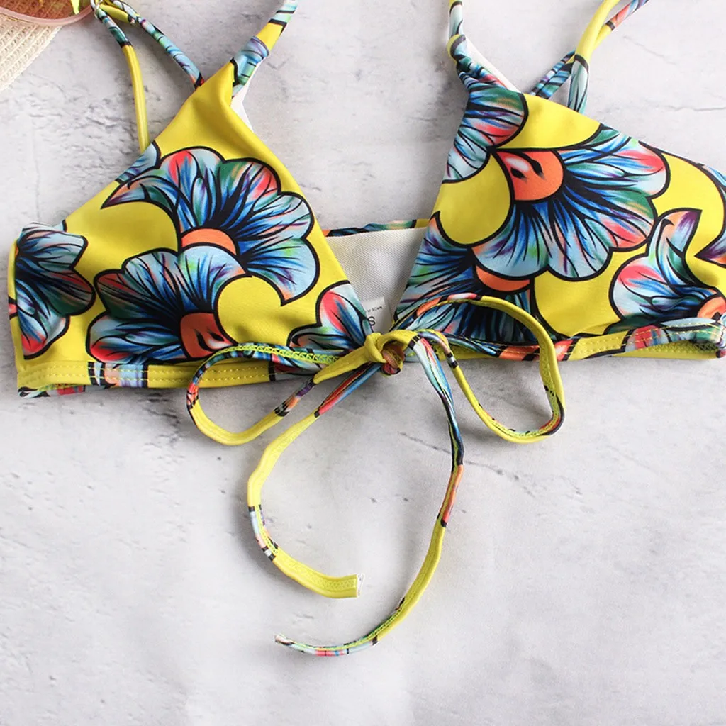 MUQGEW Triangle Bathing Suit Womens High Waist Bandage Bikini Set ...