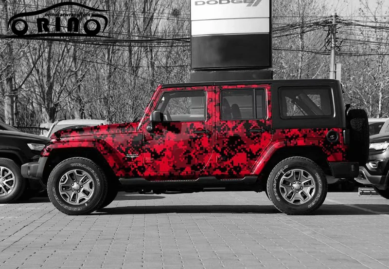 Red Digital Camo Car