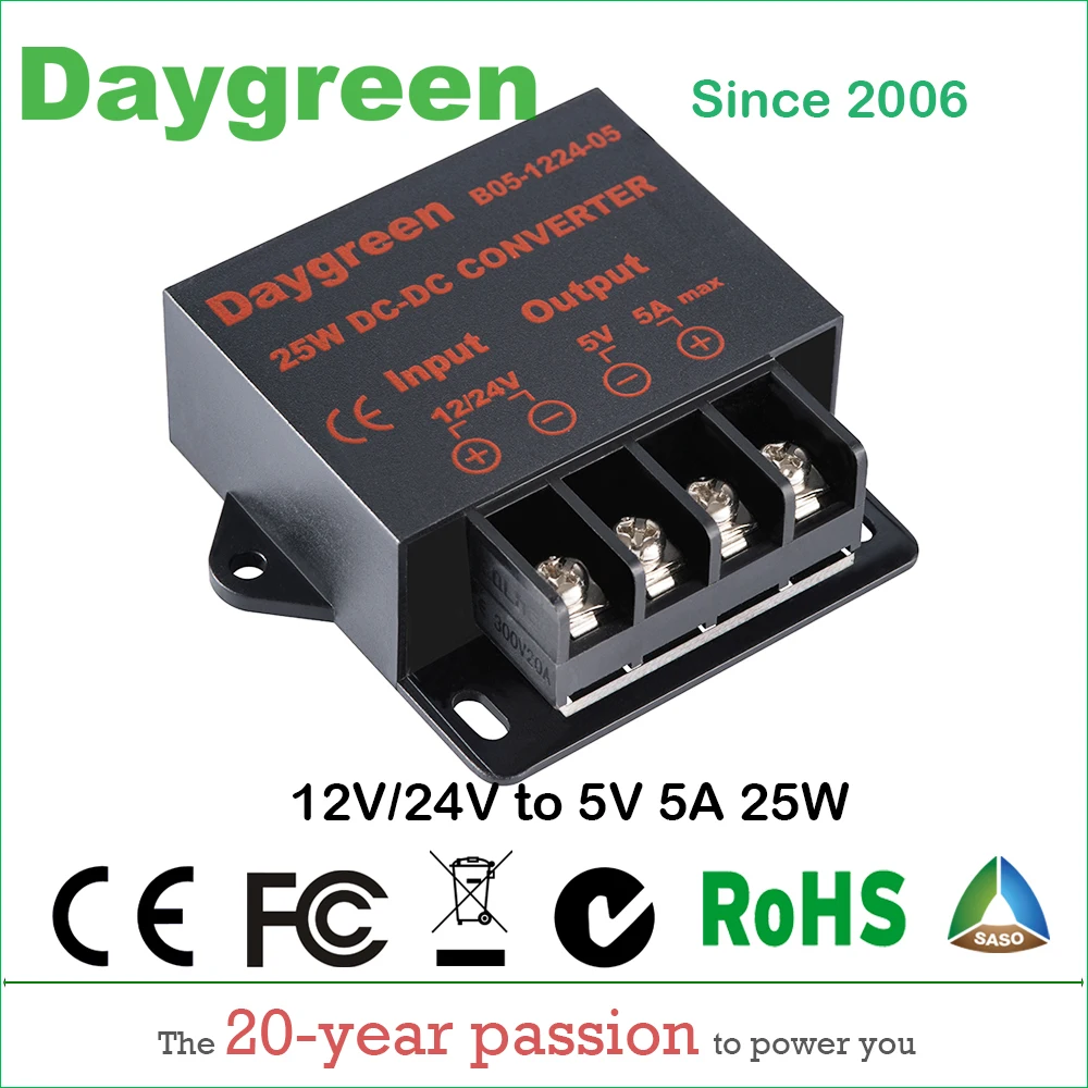 12V to 5V 5A 25W DC DC Converter 24V to 5V 5A Voltage Regulator Car ...