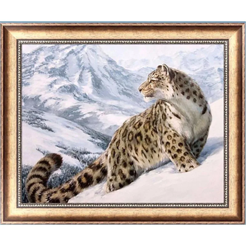 Snow Leopard Cross stitch 5D Diamond Embroidery Kits Set DIY Cross ...