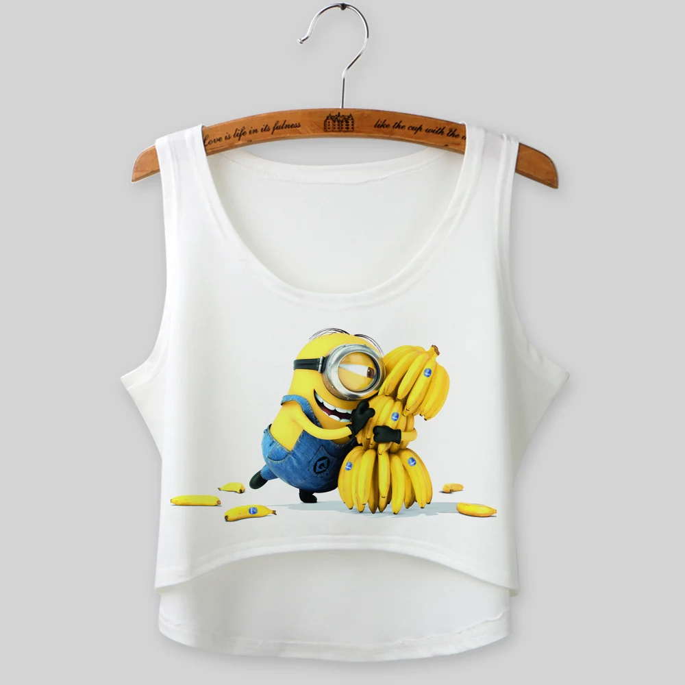 Harajuku Style 2015 Summer Women Crop Tops Cartoon Minions Series Print ...