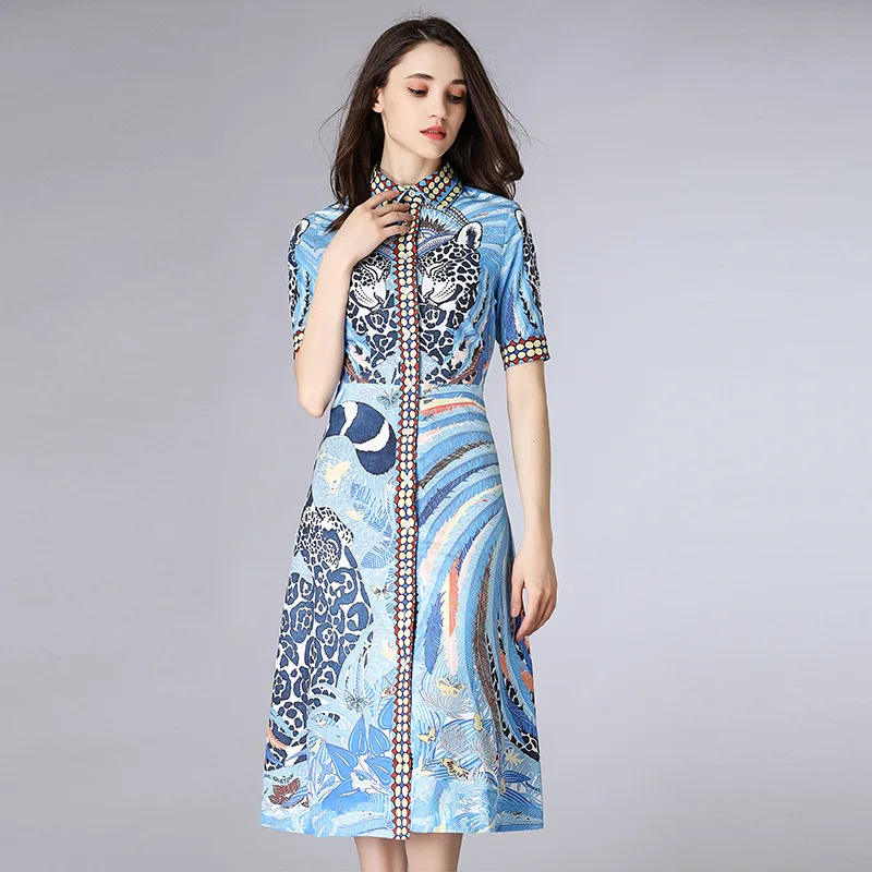 Europe and American Fashion Runway Designer Leopard Print Covered ...