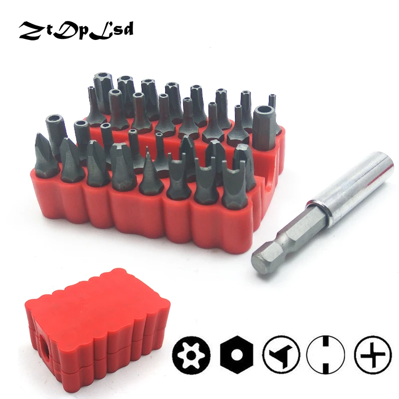 Ztdplsd 33 Pcs Security Electric Bit Set 60mm Torq Torx Hex Star ...