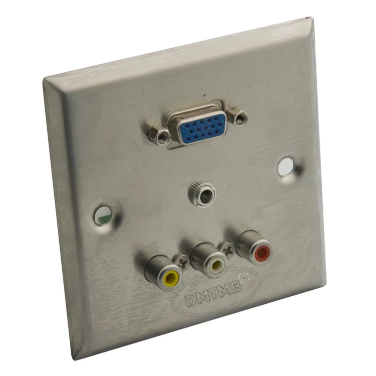 Stainless Steel Vga + Av 3rca + 3.5mm Audio Wall Plate - Panel - AliExpress
