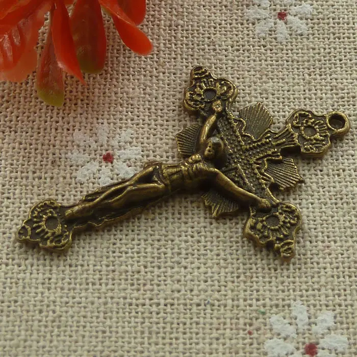 51-Pieces-Bronze-Plated-Jesus-Cross-Charms-Pendant-48x31MM-C1132 ...