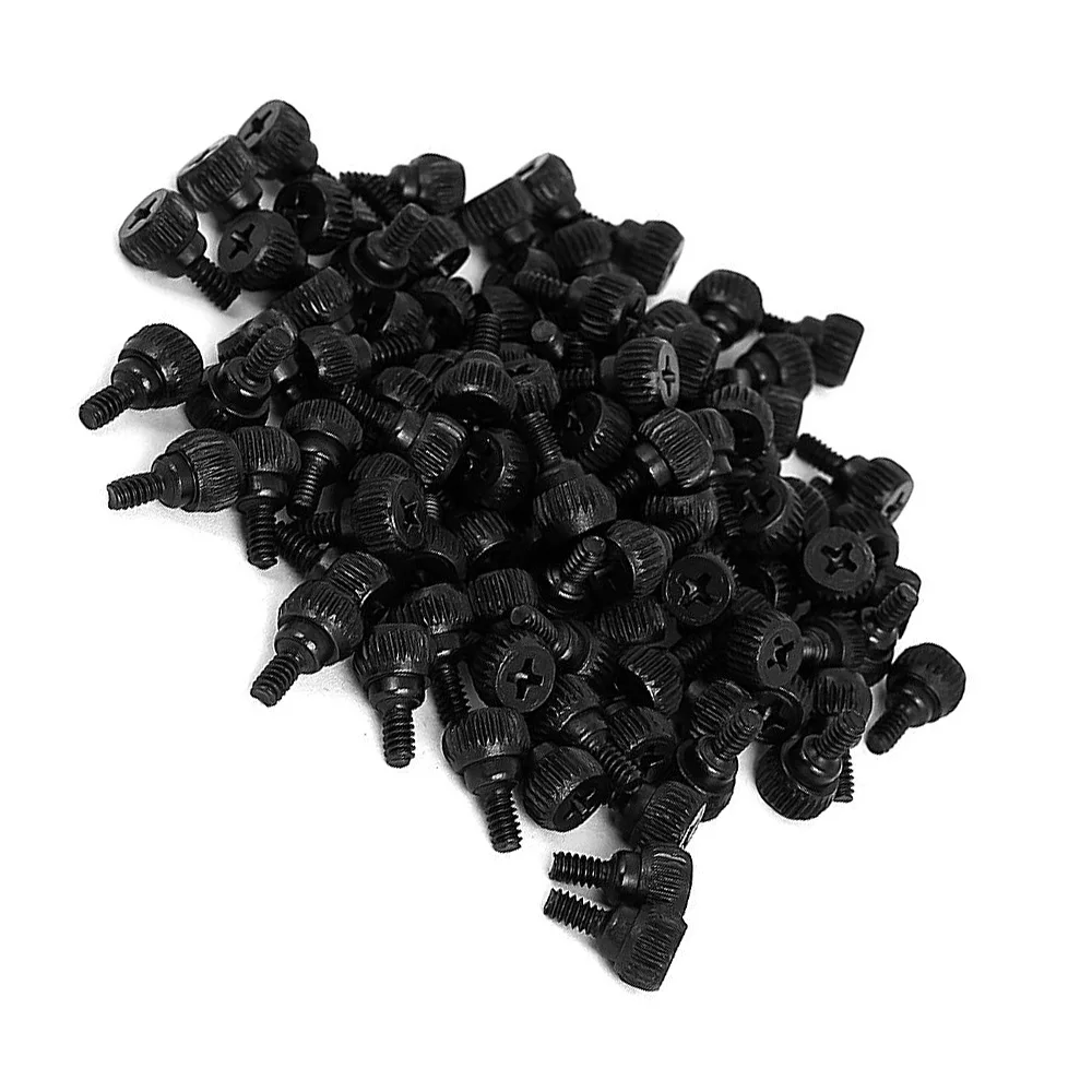 6# 32x6mm Desktop Computer PC Case Chassis Thumb Screws Black 100 Pcs ...